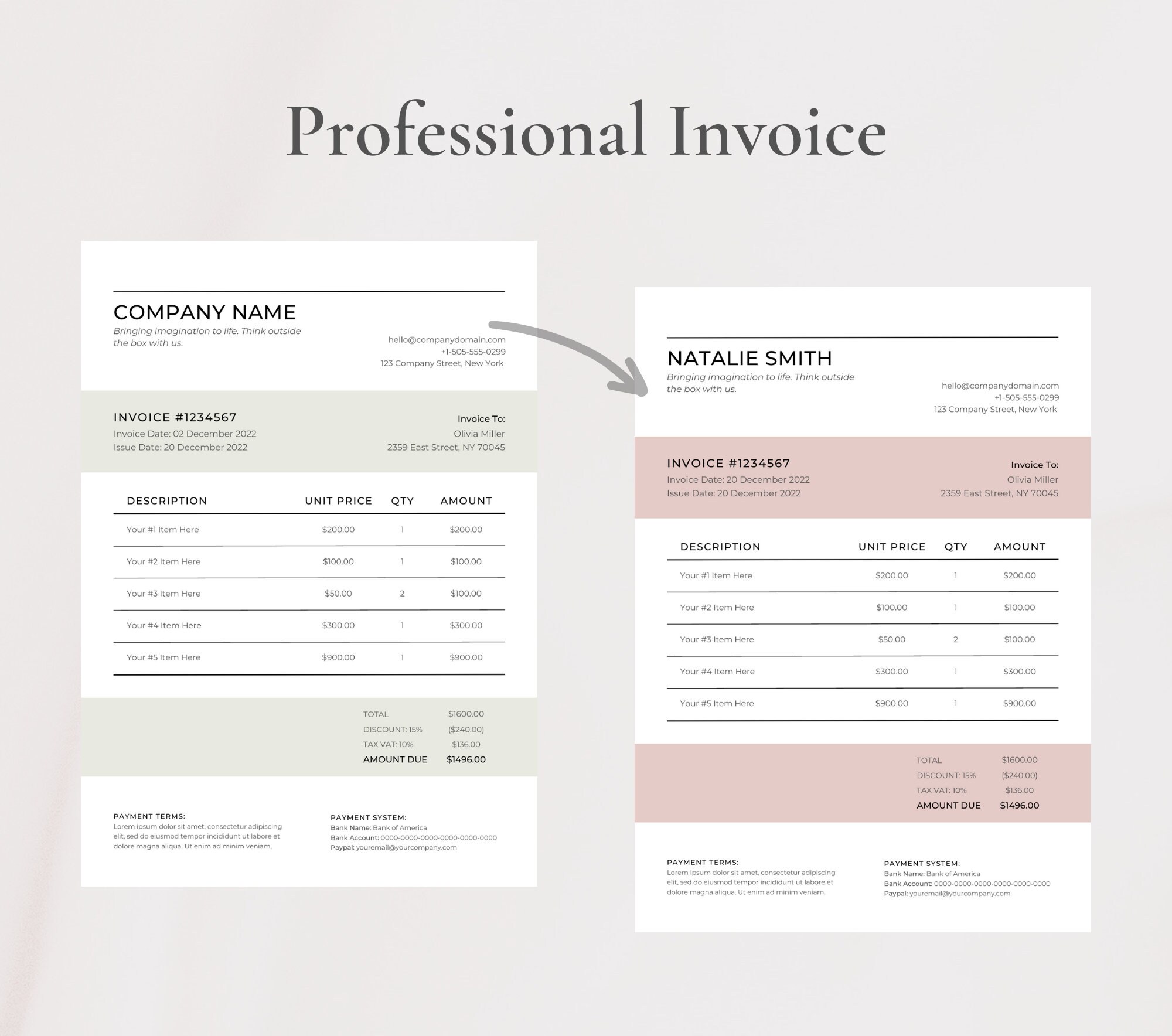 Invoice Template Excel, Invoice Template for Small Business, Invoice ...