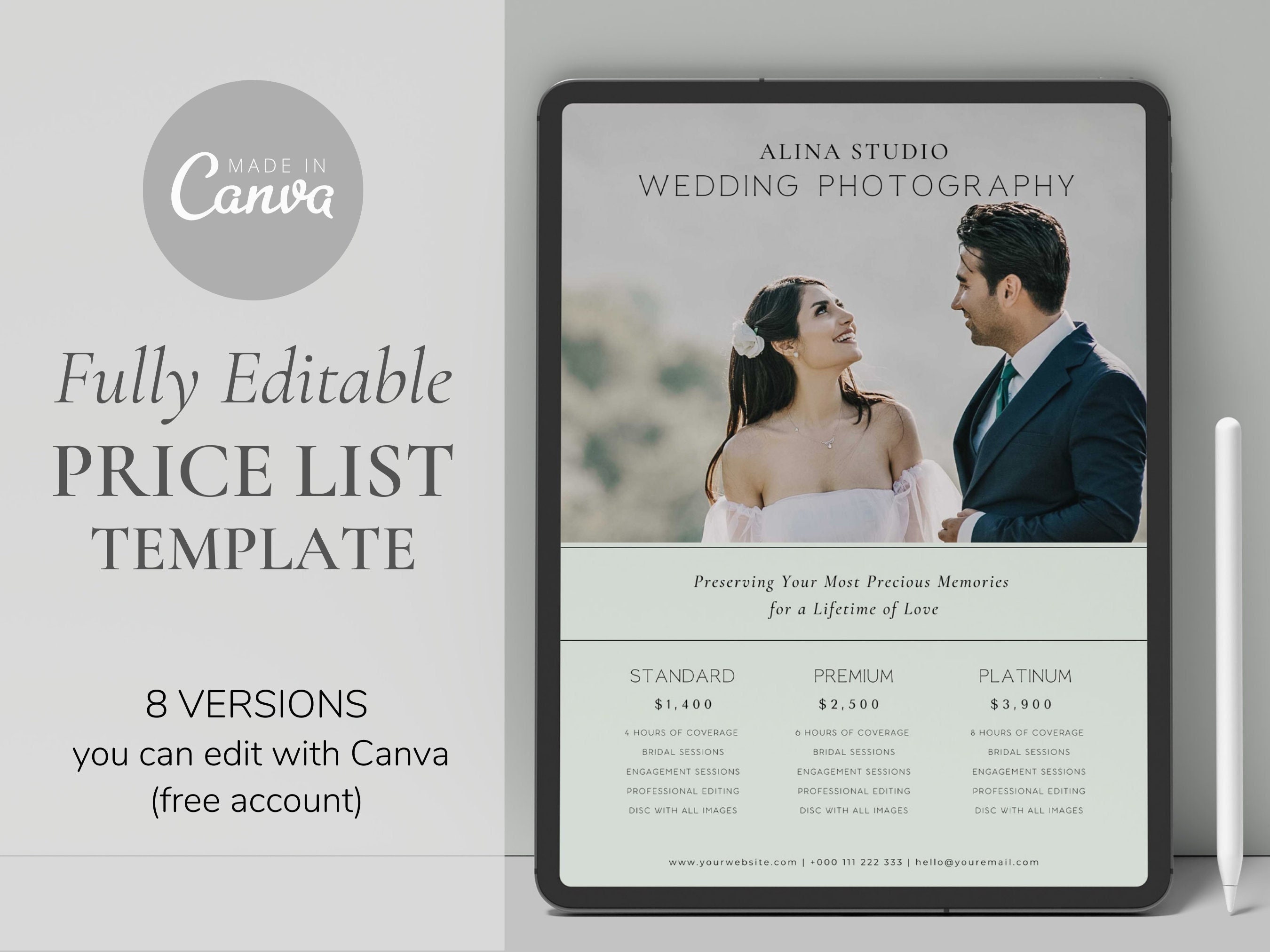 Price List Template Editable, Price List Photographer, Price Lists ...