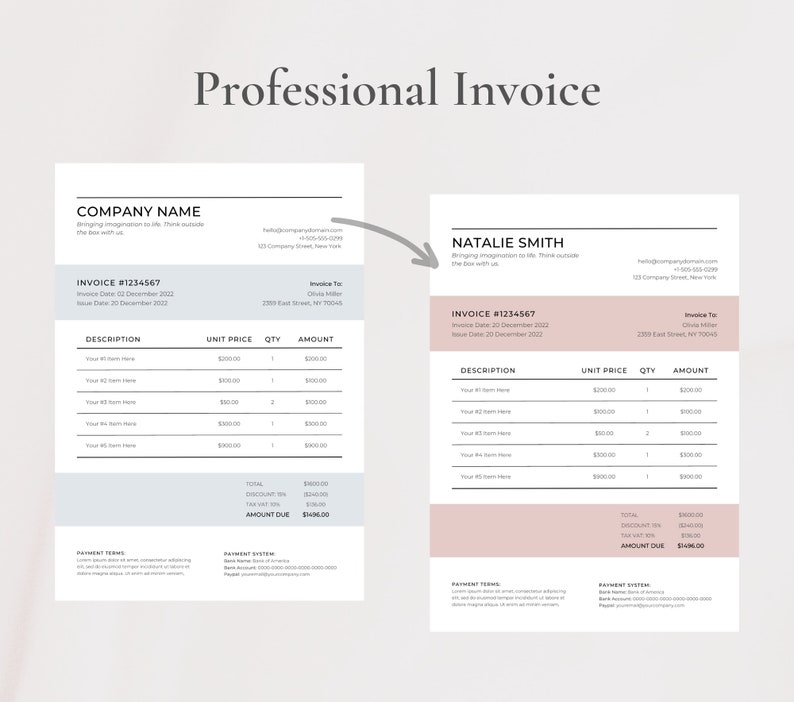 Invoice Excel Word Canva, Invoice Template, Invoice Template for Small ...