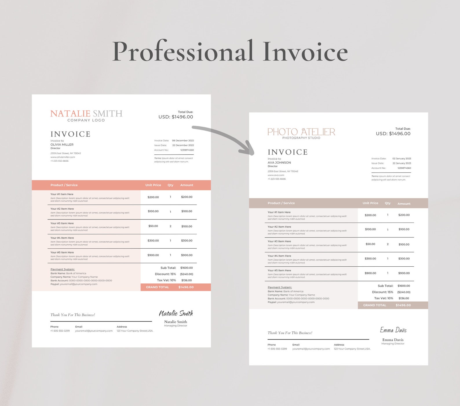 Invoice Excel Template, Invoice Word Template, Invoice Excel Word ...