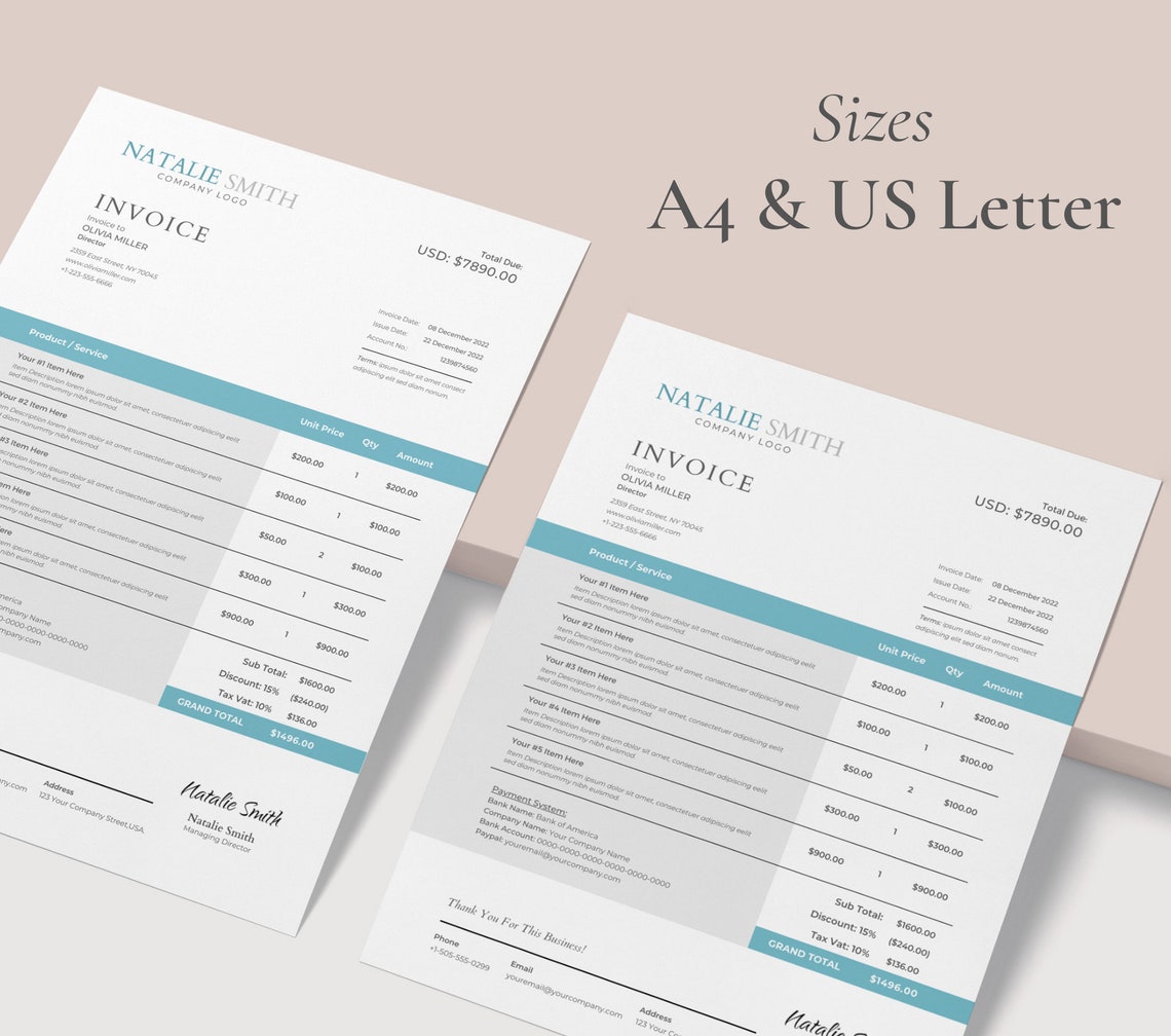 Invoice Excel Word, Invoice Template, Excel Invoice, Word Invoice ...