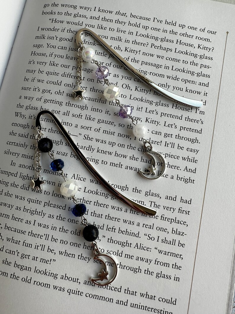 Beaded Metal Bookmark Celestial Moon Star Gift for Readers - Etsy