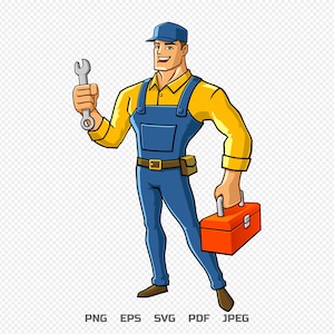Handyman Superhero Cartoon Mascot Illustration Design - Etsy