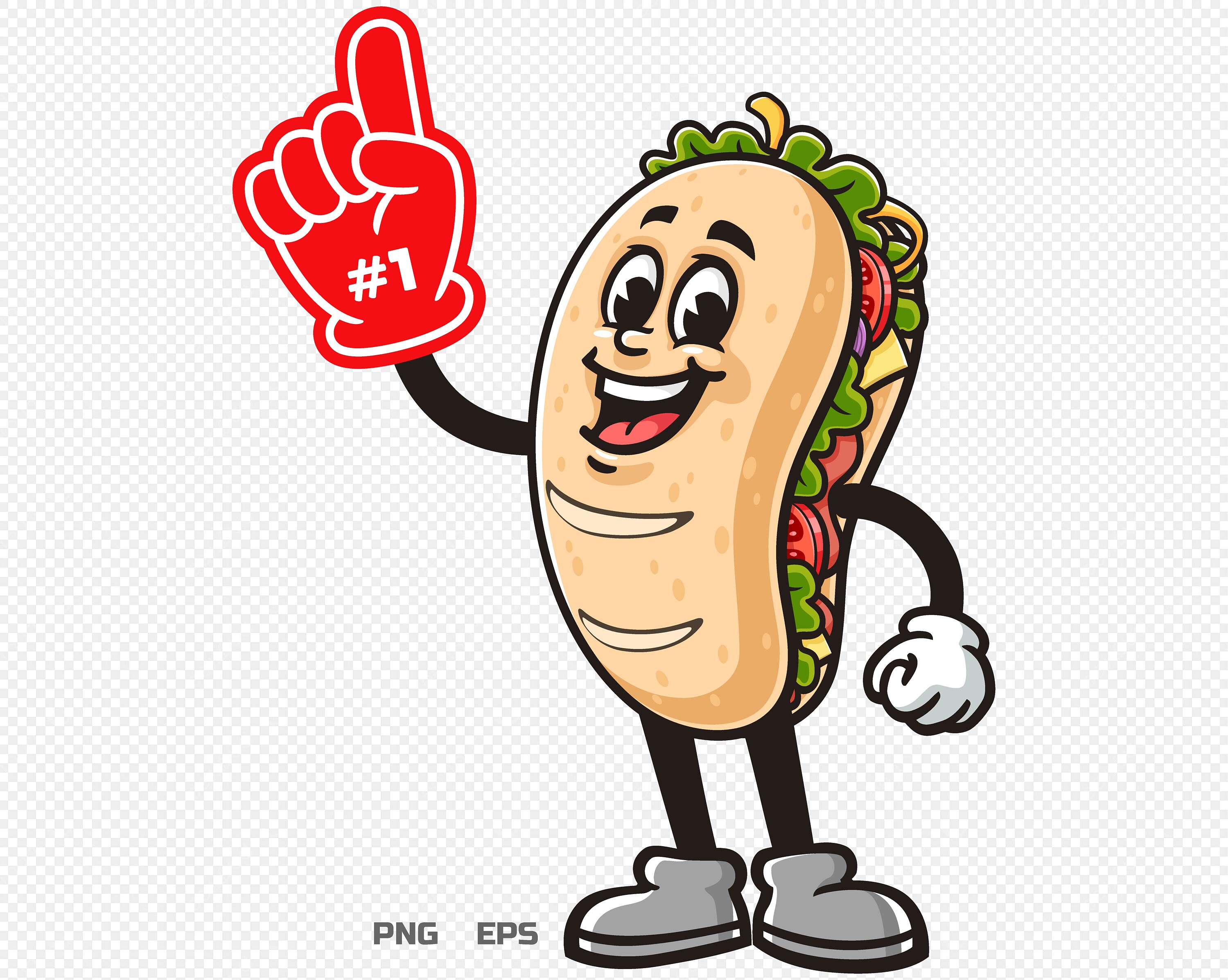 Sub Sandwich With Foam Finger, Sub Sandwich Cartoon Mascot Illustration ...