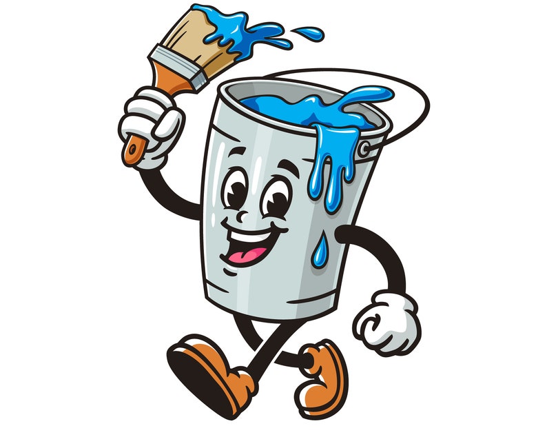 Walking Paint Bucket Cartoon Mascot Illustration Design Character ...