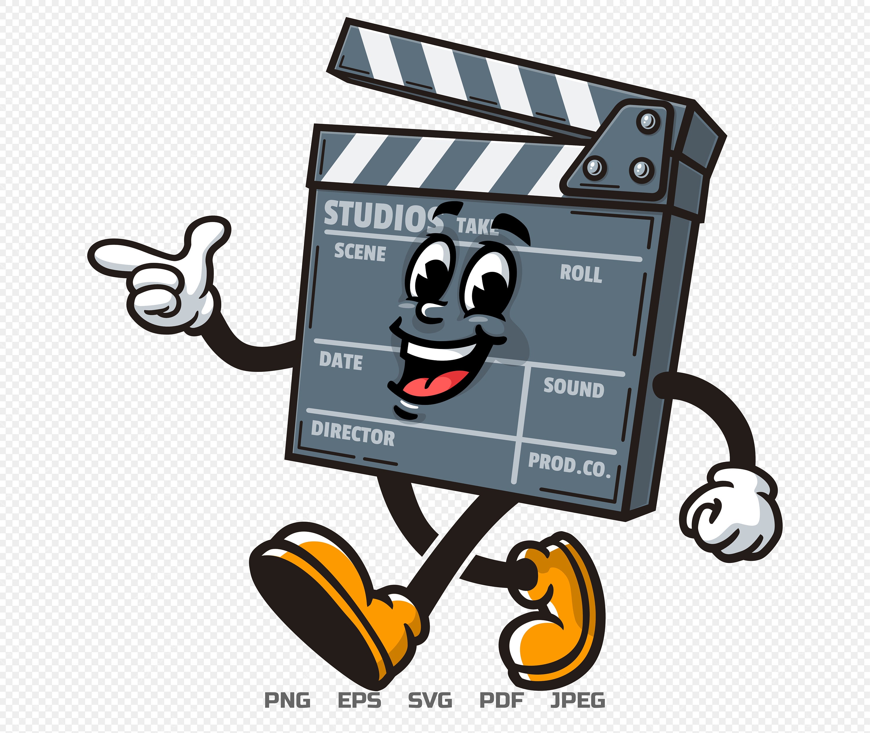 Walking Clapperboard Movie Cartoon Mascot Illustration Character Vector ...