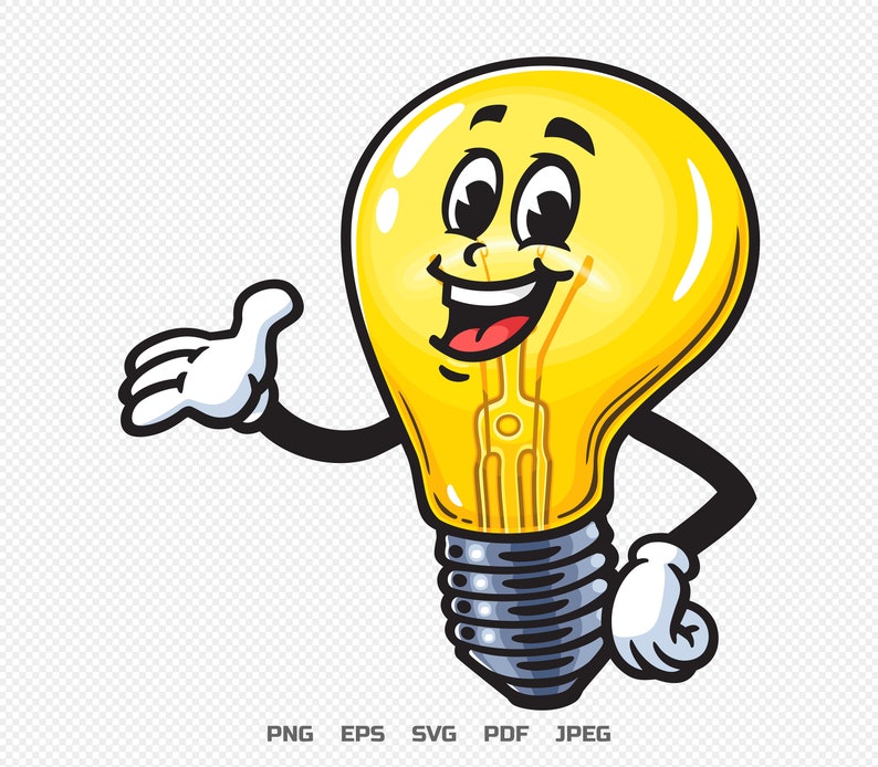 Light Bulb Lamp Electricity LED Cartoon Mascot Illustration Design ...