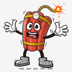 Panic TNT Dynamite Cartoon Mascot Illustration Character Vector Clip ...
