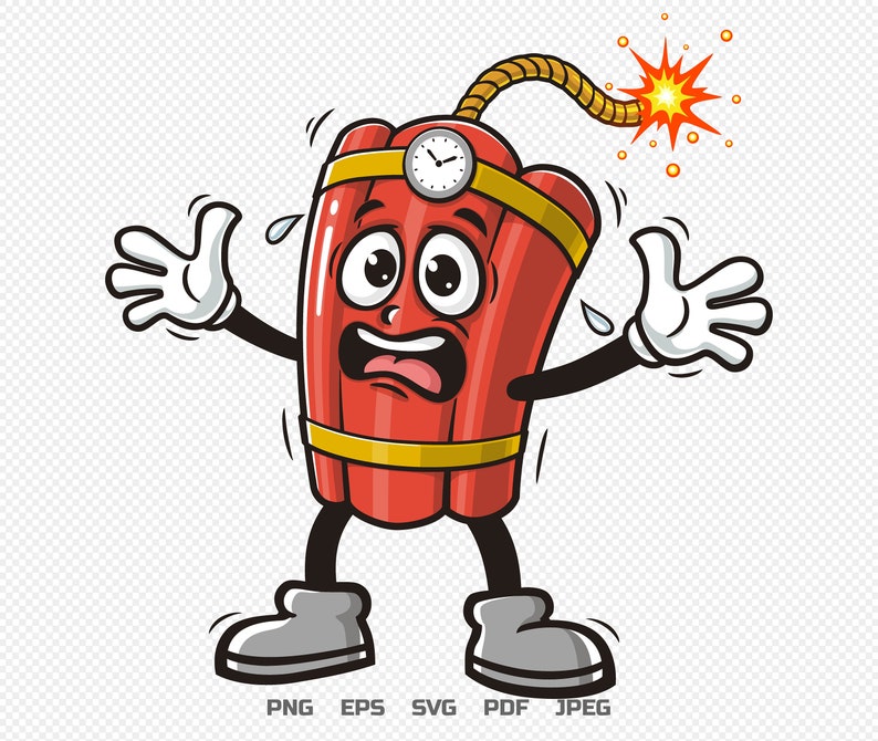 Panic TNT Dynamite Cartoon Mascot Illustration Character Vector Clip ...