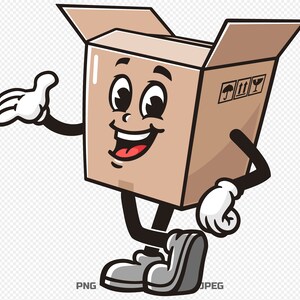 Cardboard Box Cartoon Mascot Illustration Design Character Vector - Etsy