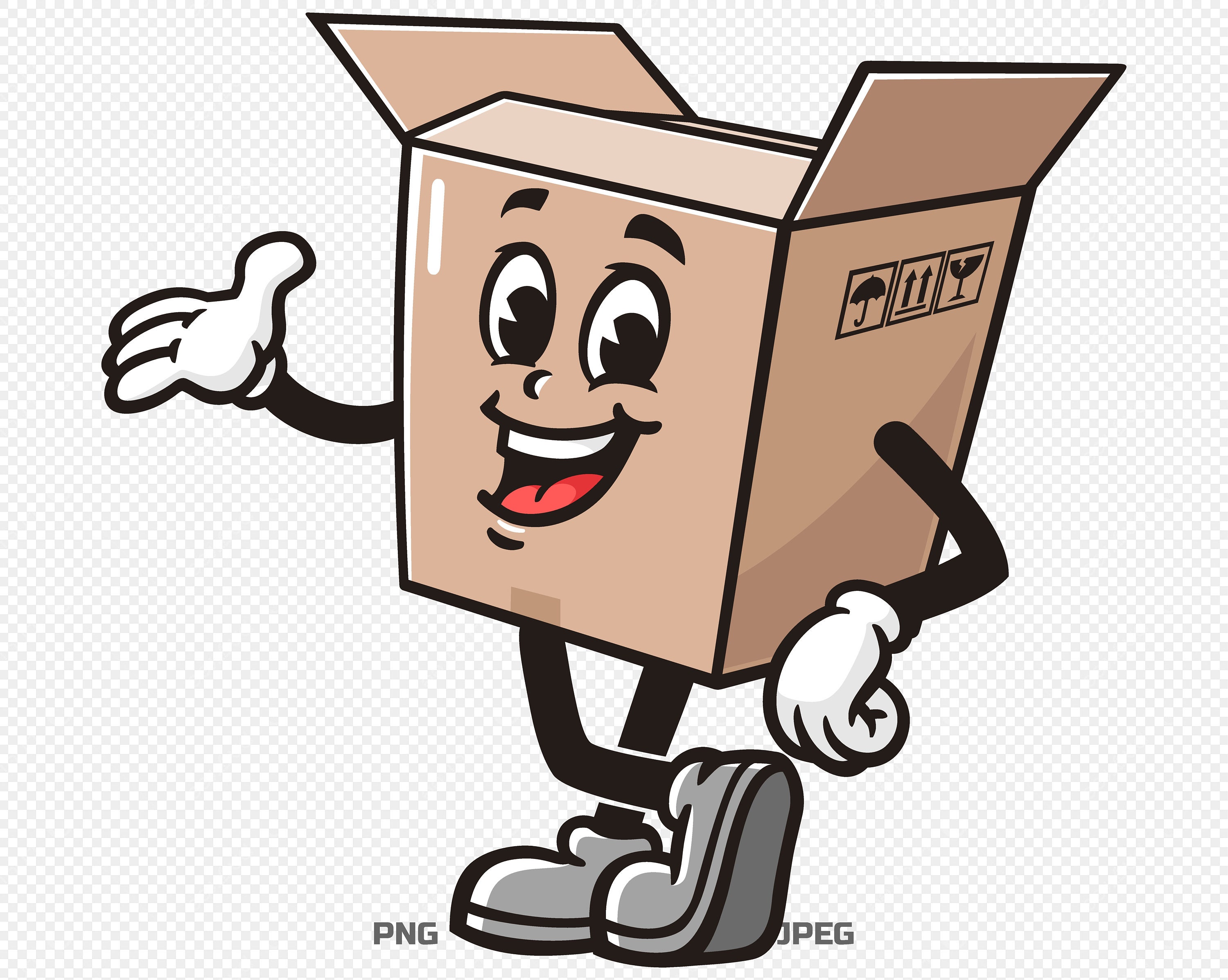Cardboard Box Cartoon Mascot Illustration Design Character Vector - Etsy