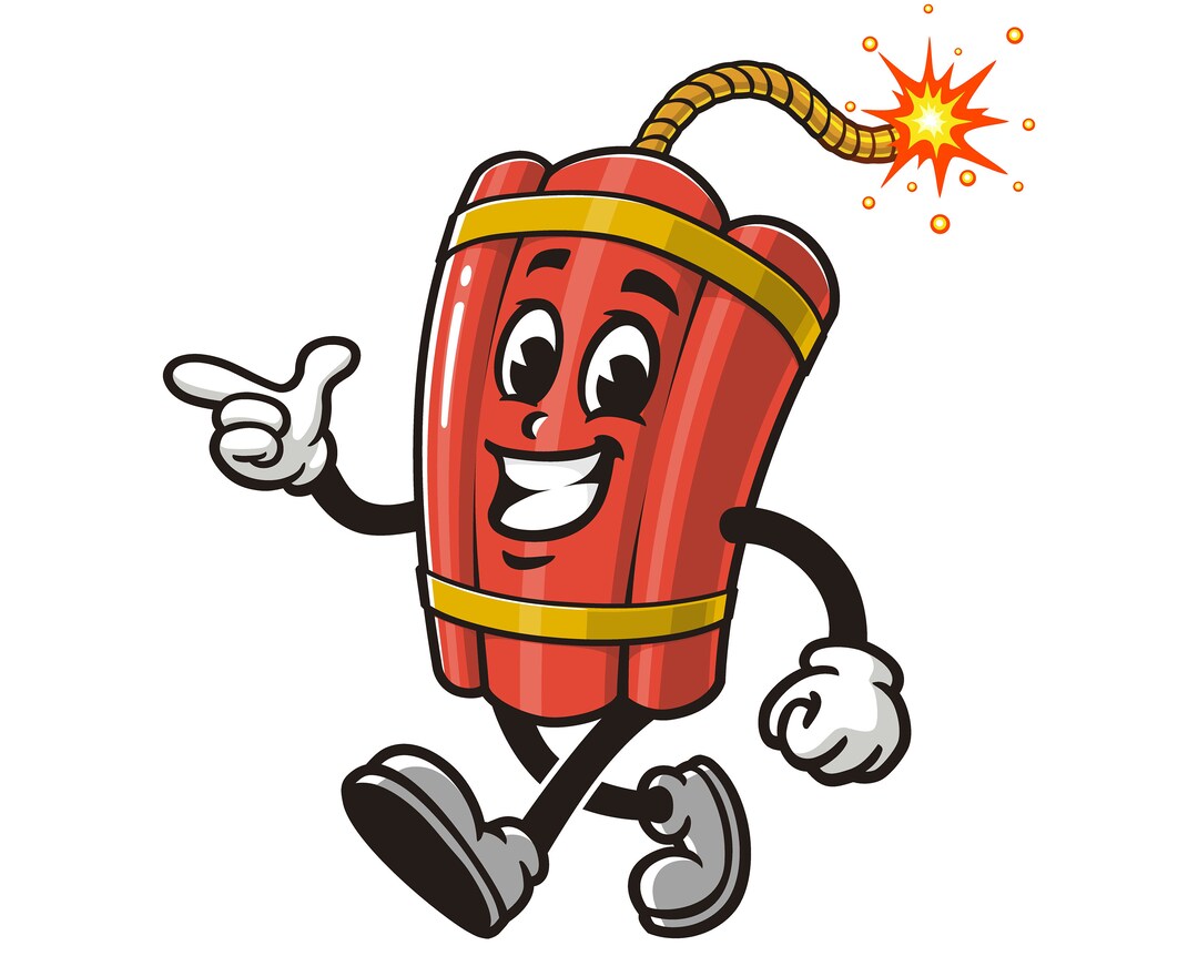 Walking TNT Dynamite Cartoon Mascot Illustration Design Character Vector - Etsy