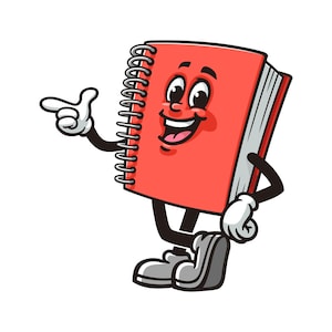 Notebook Cartoon Mascot Illustration Character Vector Clip-art Hand ...