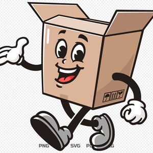 Walking Cardboard Box Cartoon Mascot Illustration Design Character ...