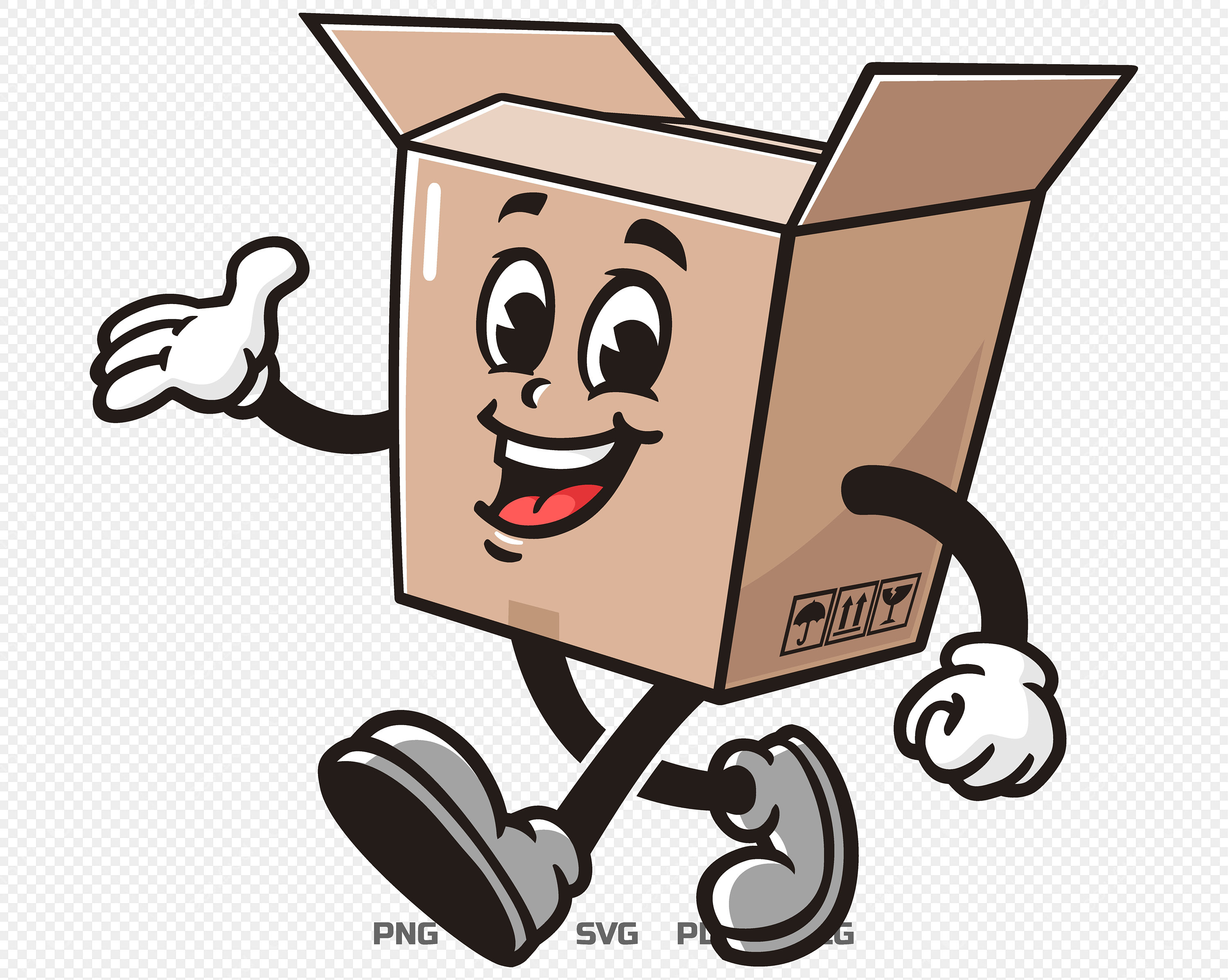Walking Cardboard Box Cartoon Mascot Illustration Design Character ...