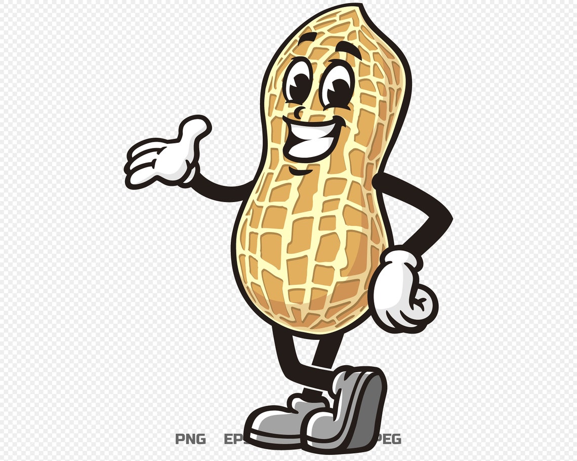 Peanut Cartoon Mascot Illustration Design Character Vector - Etsy