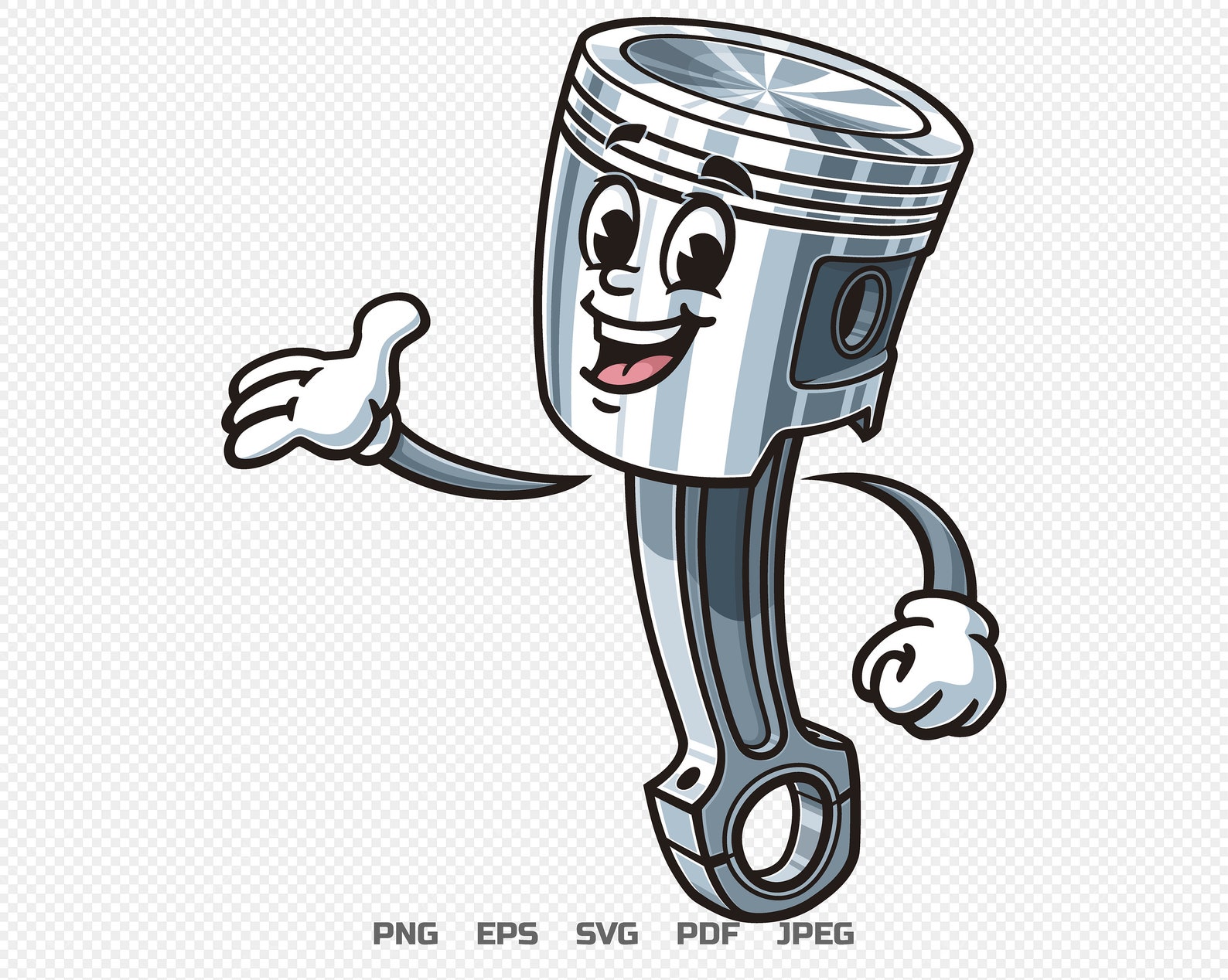 Piston Cartoon Mascot Illustration Character Vector Clip-art Hand-drawn ...