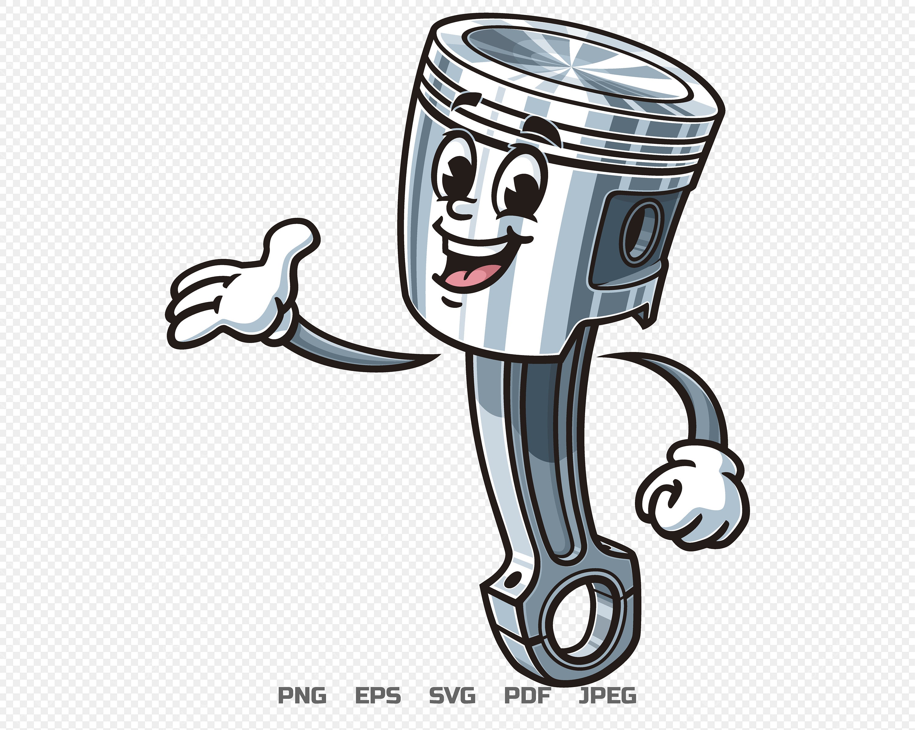 Piston Cartoon Mascot Illustration Character Vector Clip-art Hand-drawn ...