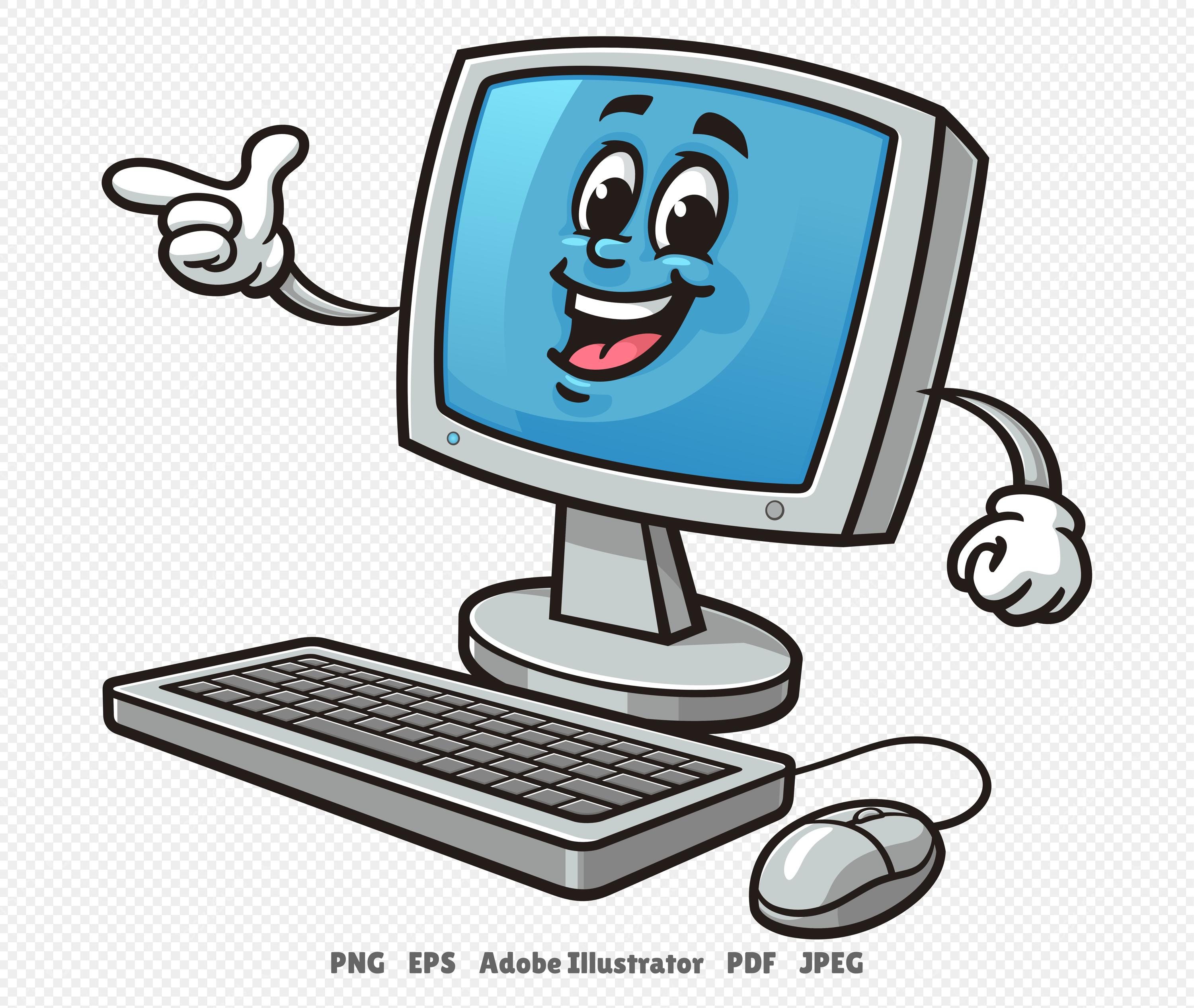 Buy Desktop Computer With Keyboard and Mouse, Computer Monitor Cartoon ...