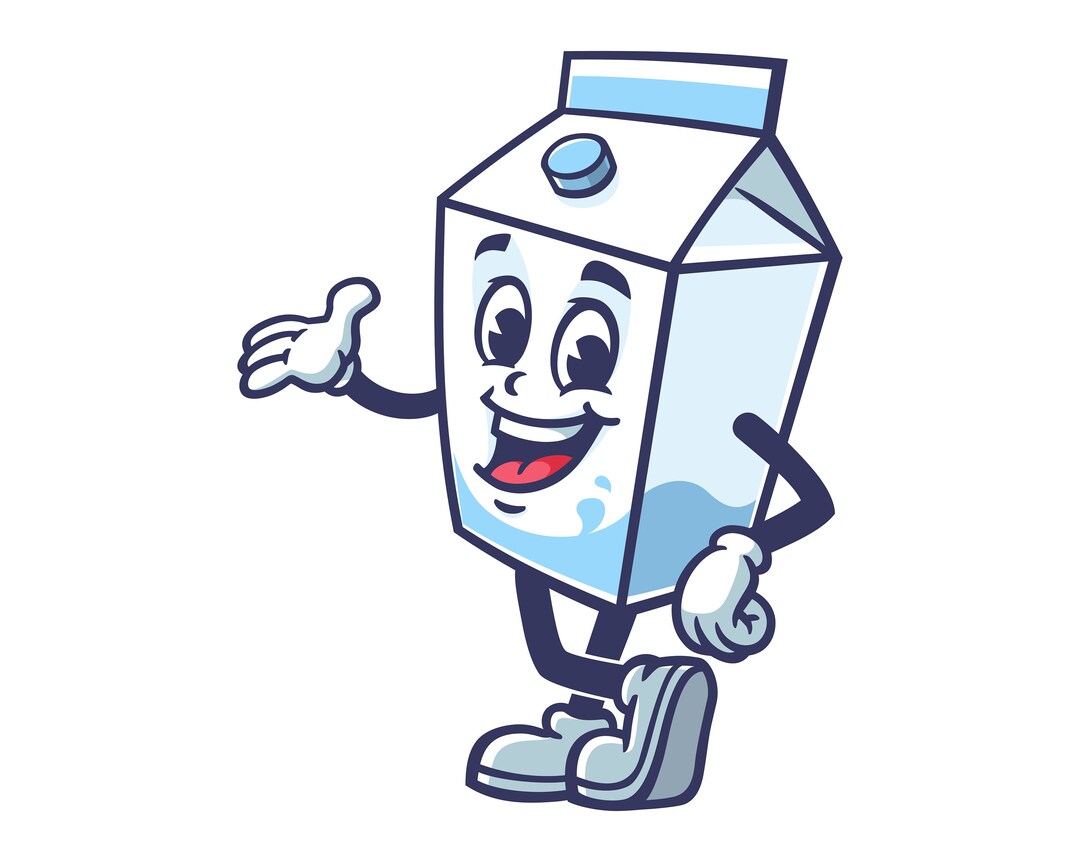 Milk Box Cartoon Mascot Illustration Design Character Vector - Etsy
