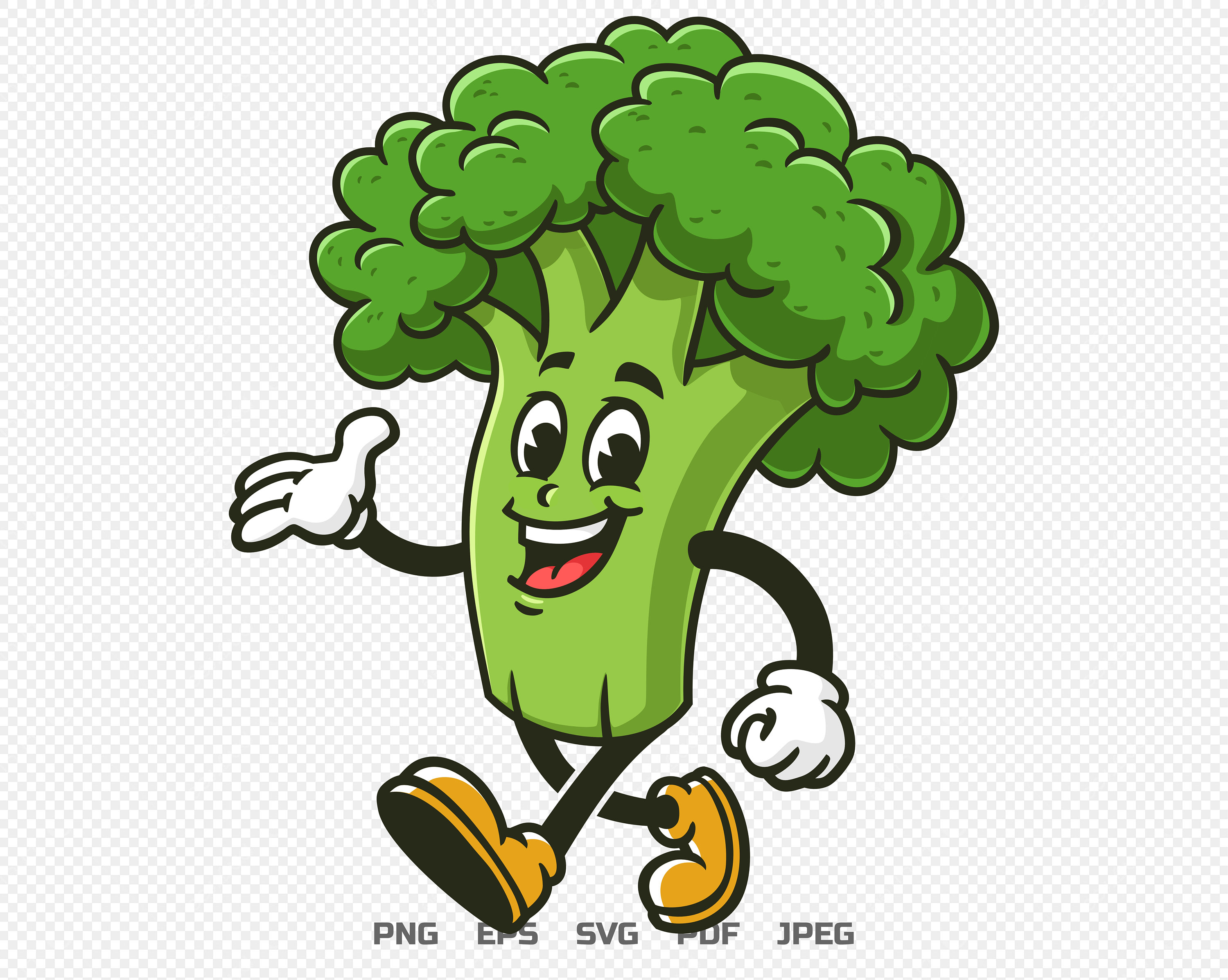 Walking Broccoli Cartoon Mascot Illustration Design Character Vector - Etsy
