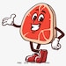 Meat Steak Cartoon Mascot Illustration Design Character Vector - Etsy