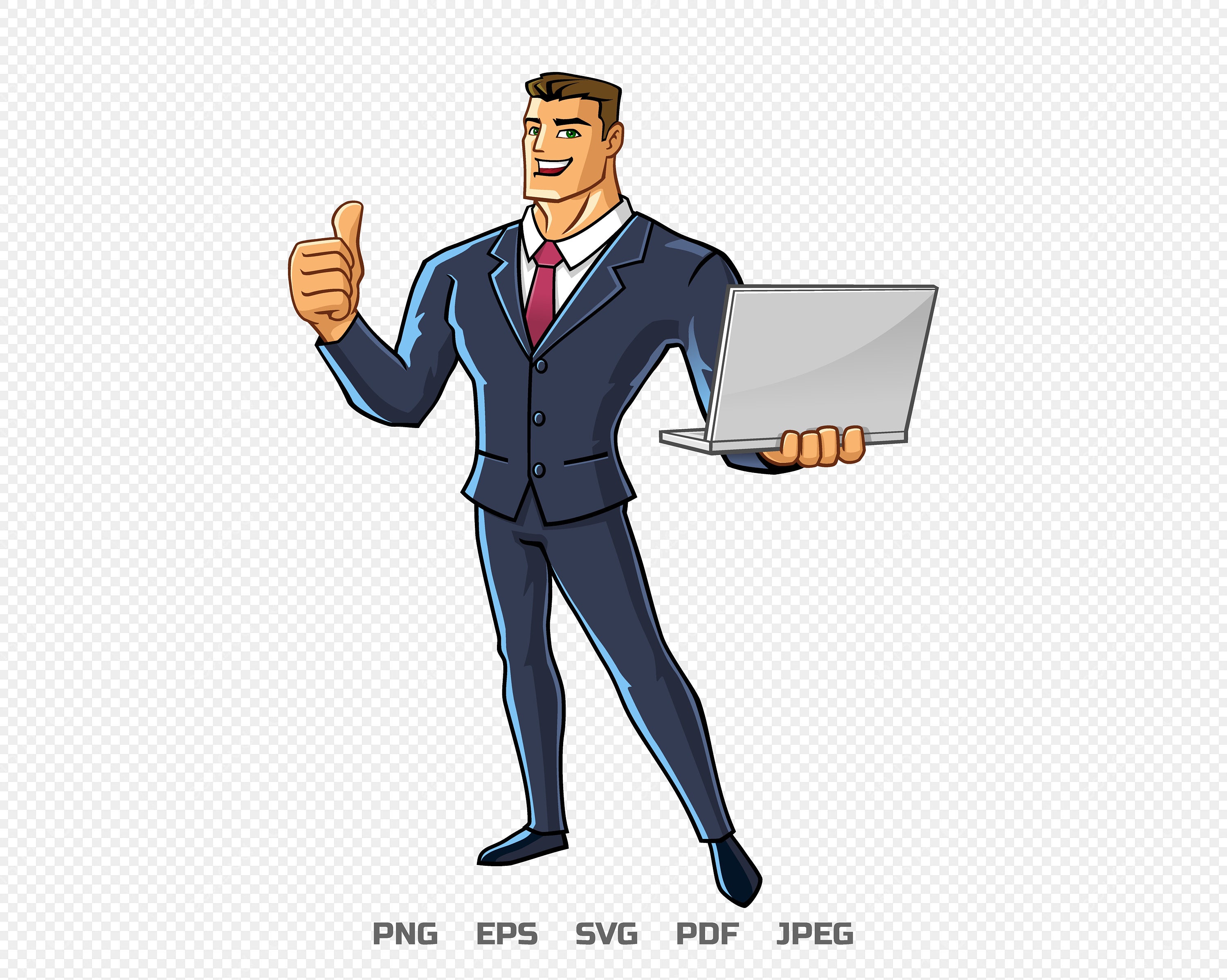 Superhero Businessman With Laptop Cartoon Mascot Illustration Design - Etsy