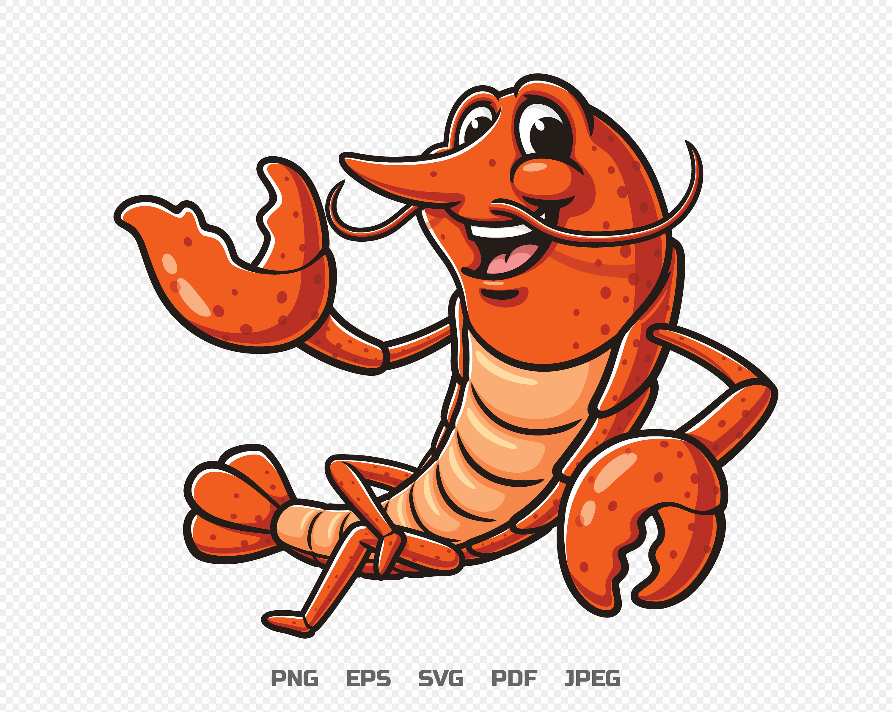 Lobster Cartoon Mascot Illustration Character Vector Logo Clip Art Hand ...