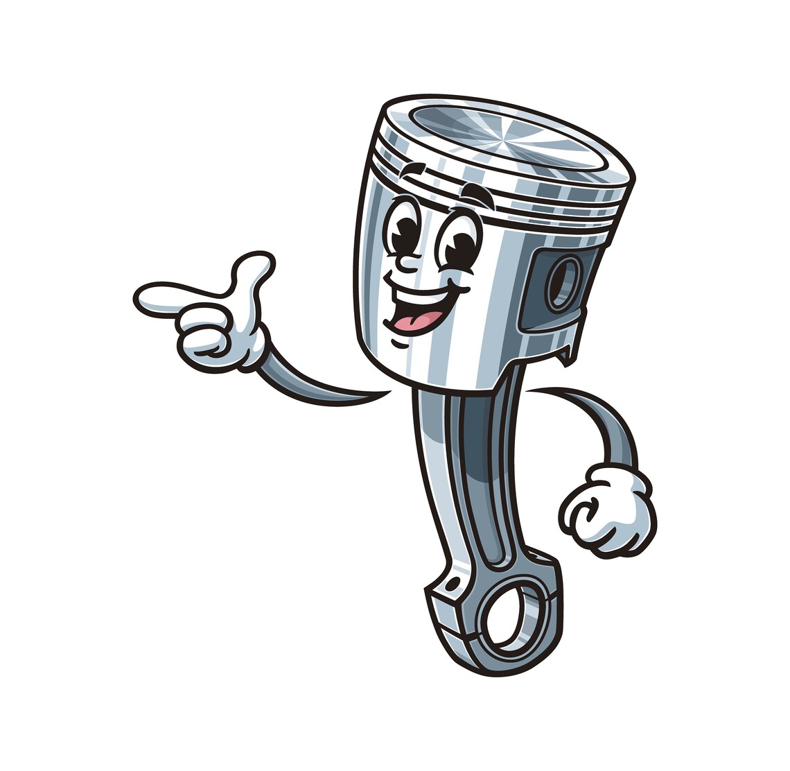Piston With Pointing Finger Pose, Cartoon Mascot Illustration Character ...