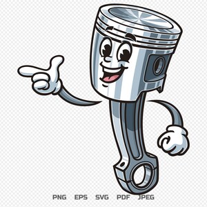 Piston With Pointing Finger Pose, Cartoon Mascot Illustration Character ...