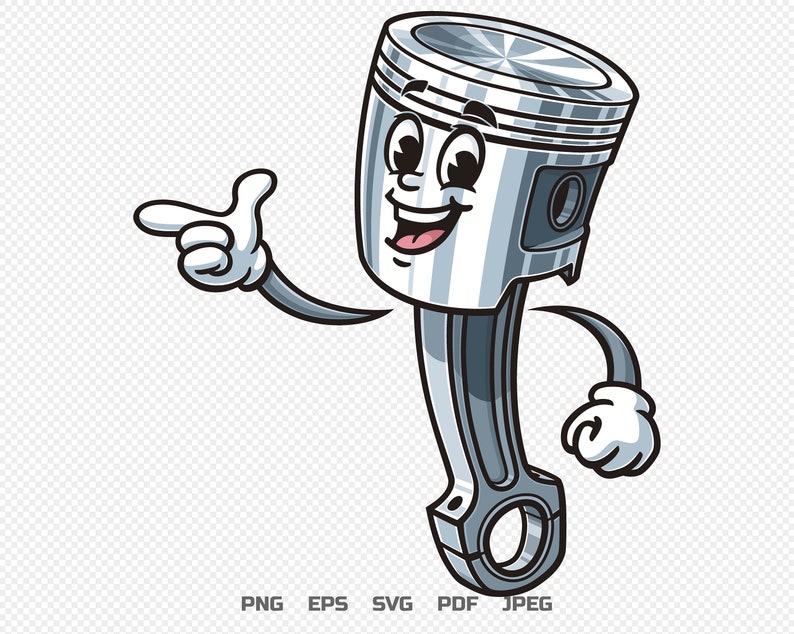 Piston With Pointing Finger Pose, Cartoon Mascot Illustration Character ...