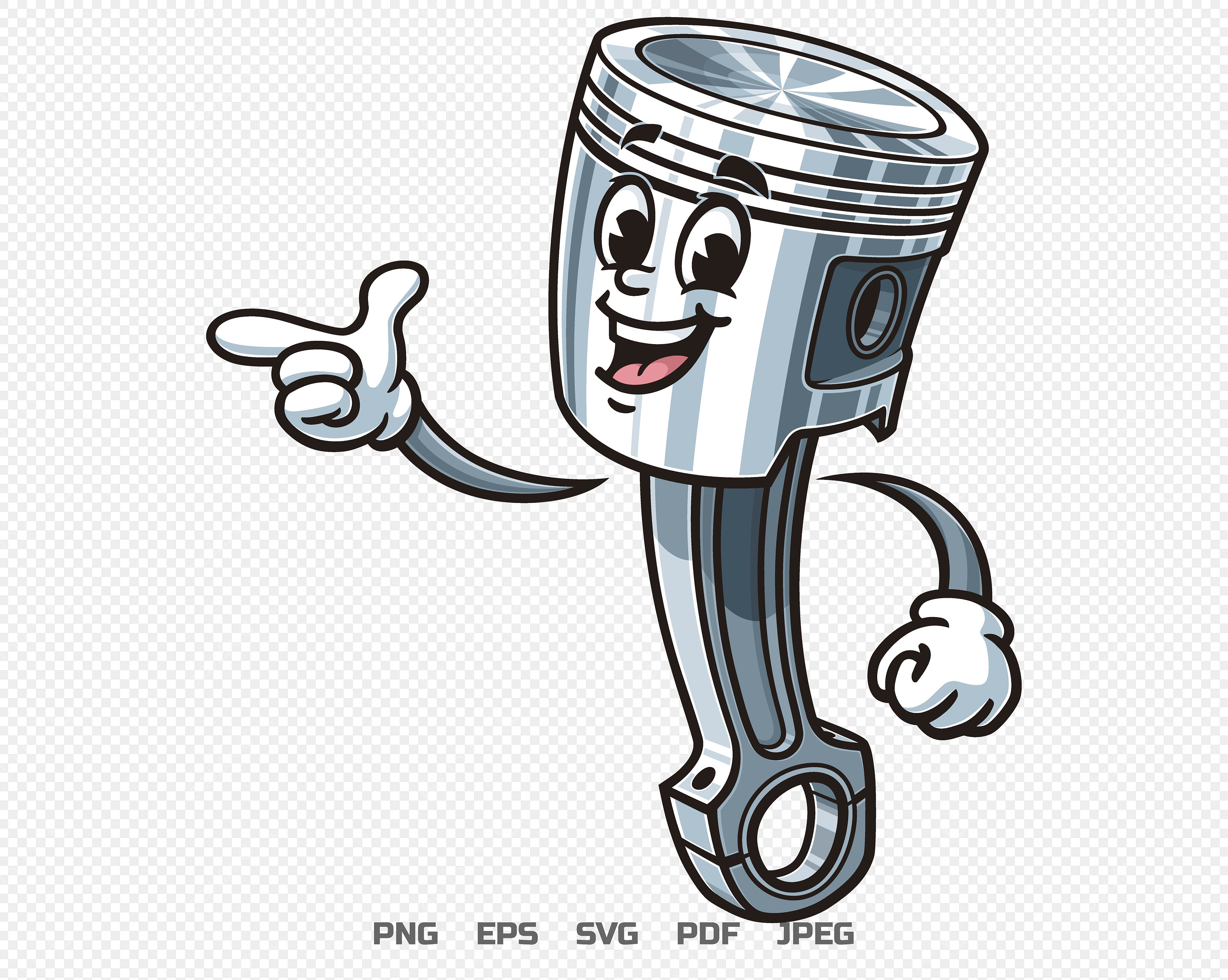 Piston With Pointing Finger Pose, Cartoon Mascot Illustration Character ...