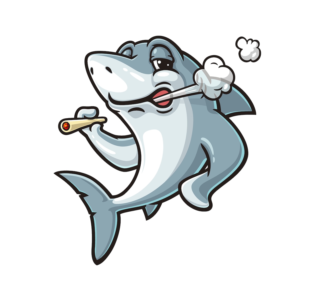 Smoking Shark Cartoon Mascot Illustration Character Vector Logo Clip ...