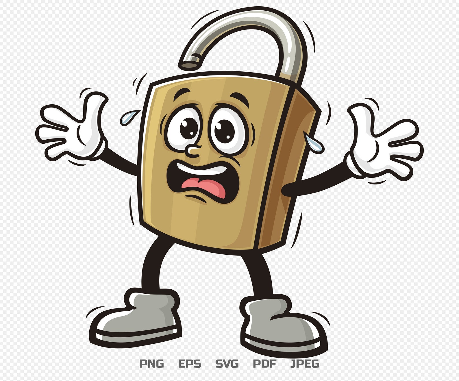 Panic Padlock Cartoon Mascot Illustration Character Vector Clip-art ...