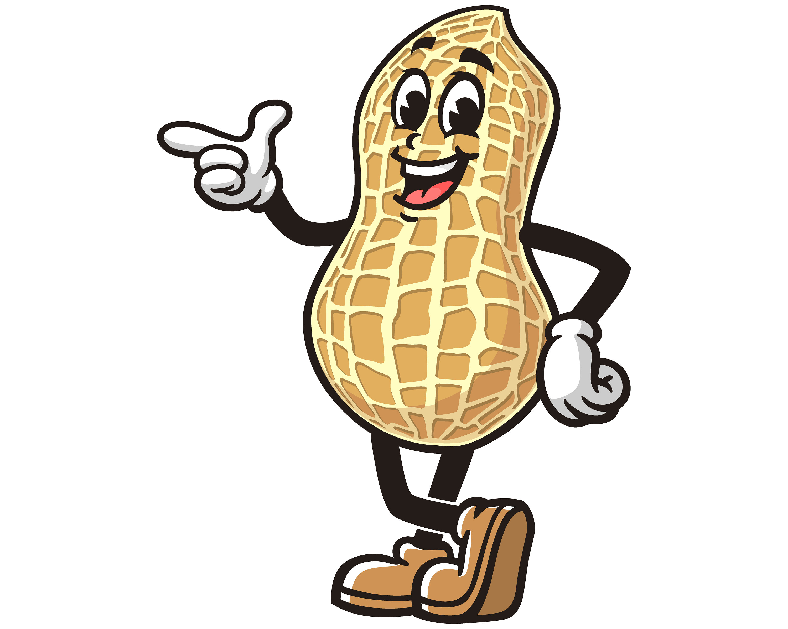 Peanut Cartoon Mascot Illustration Design Character Vector Hand Drawn ...