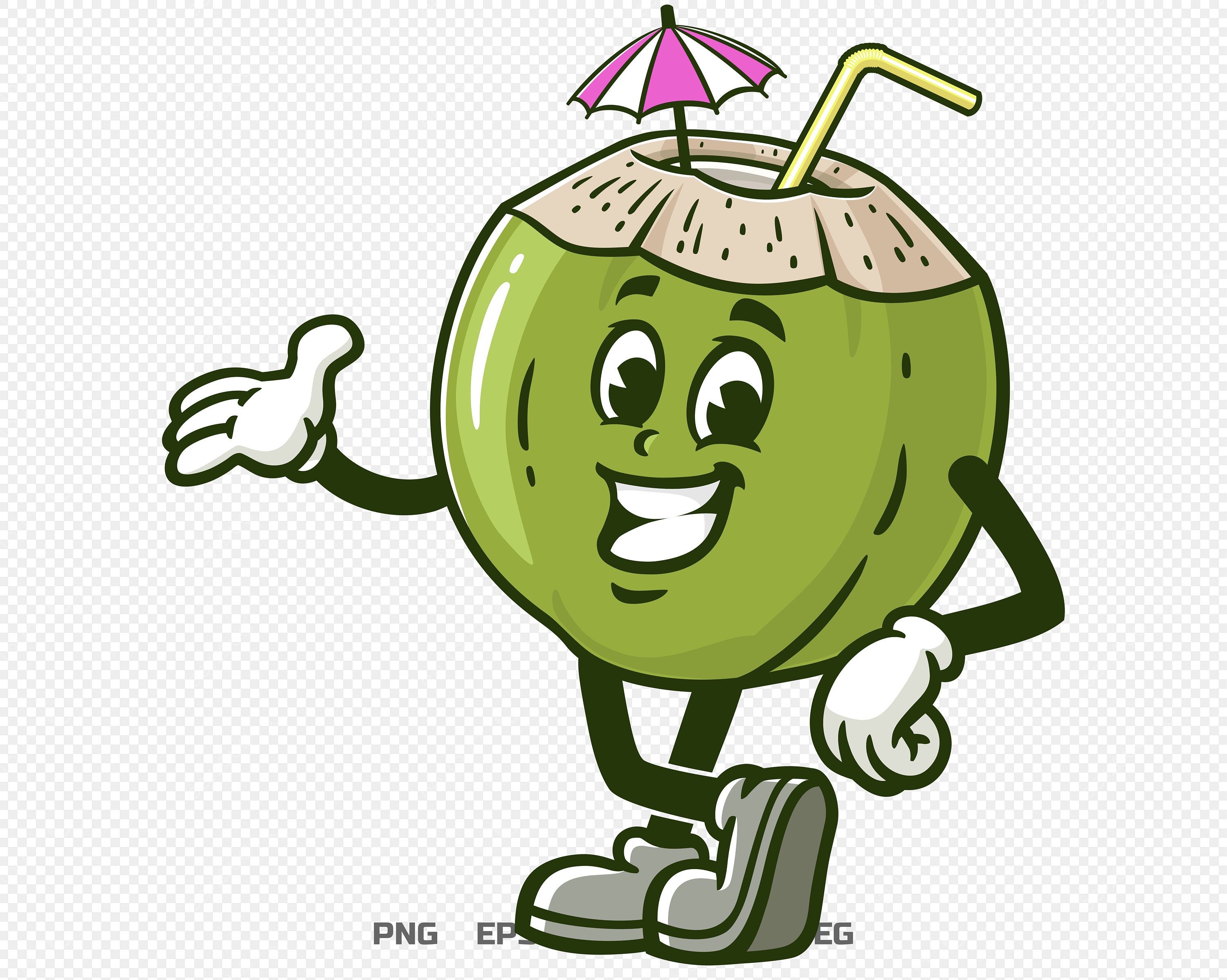 Coconut Cartoon Mascot Illustration Design Character Vector - Etsy