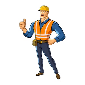 Superhero Construction Builder Cartoon Mascot Illustration Design - Etsy
