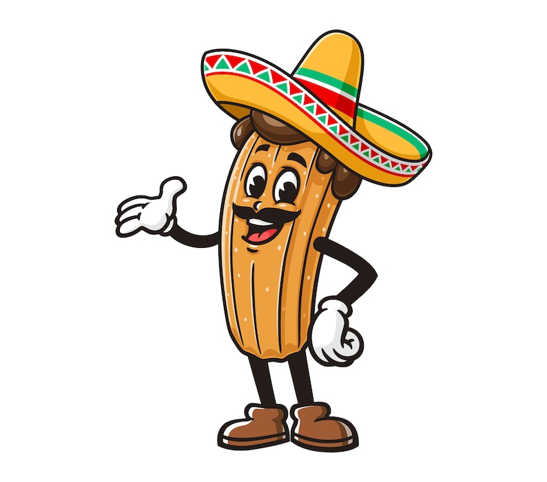 CHURROS Wearing Sombrero Cartoon Mascot Illustration Character Vector ...
