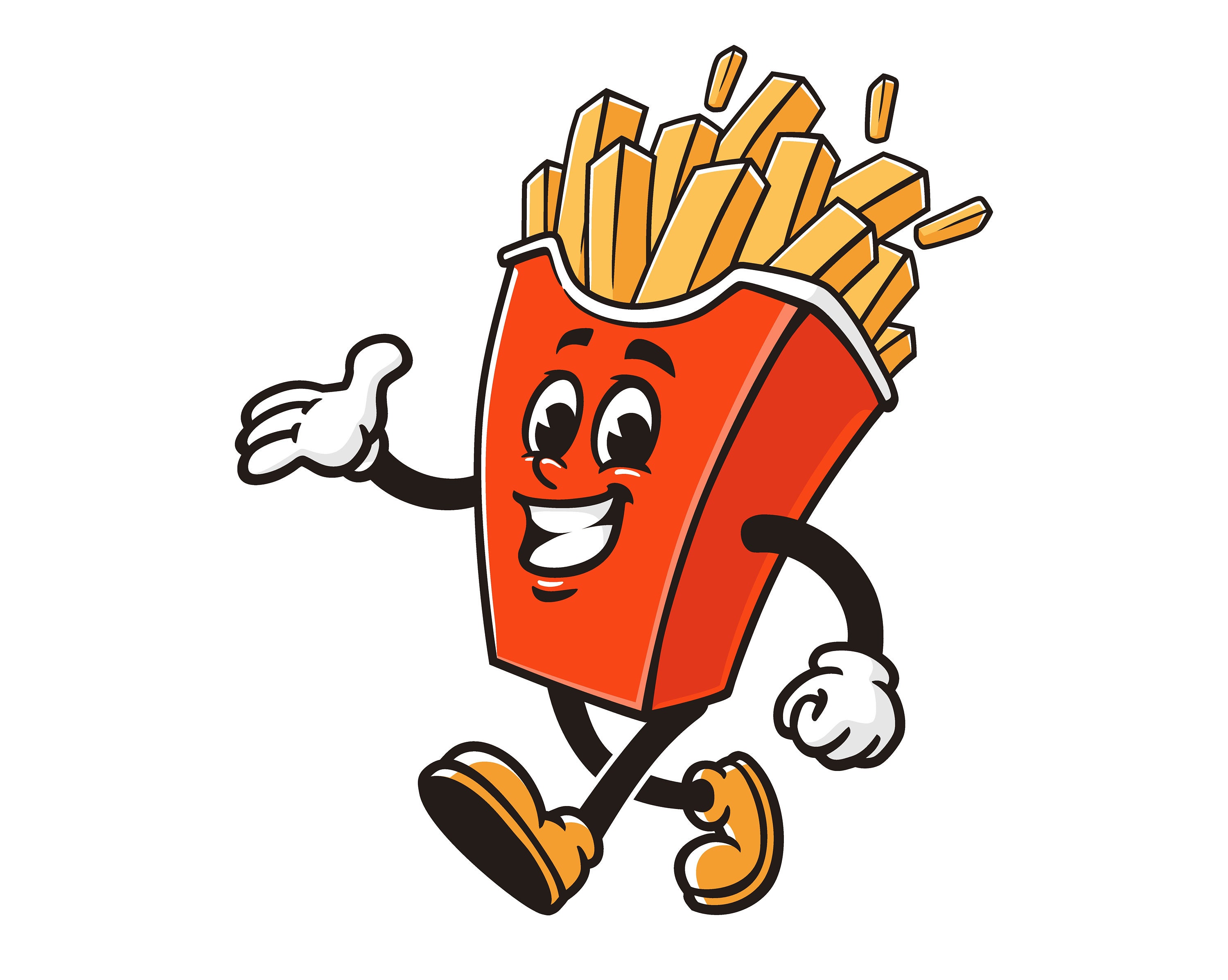 Walking French Fries Cartoon Mascot Vector Illustration Design ...