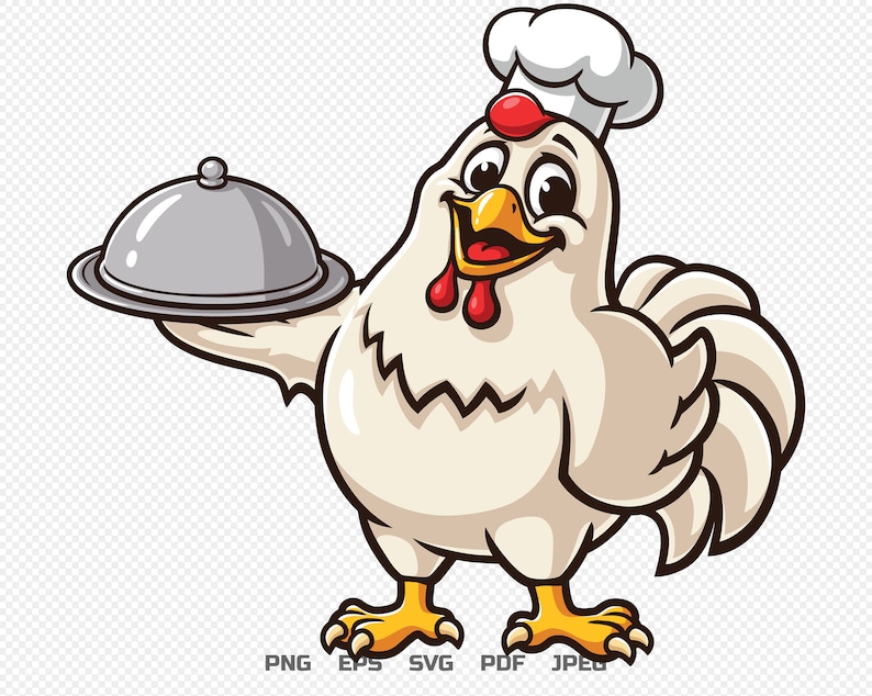 Chicken Wearing a Chef's Hat Cartoon Mascot Illustration Character ...
