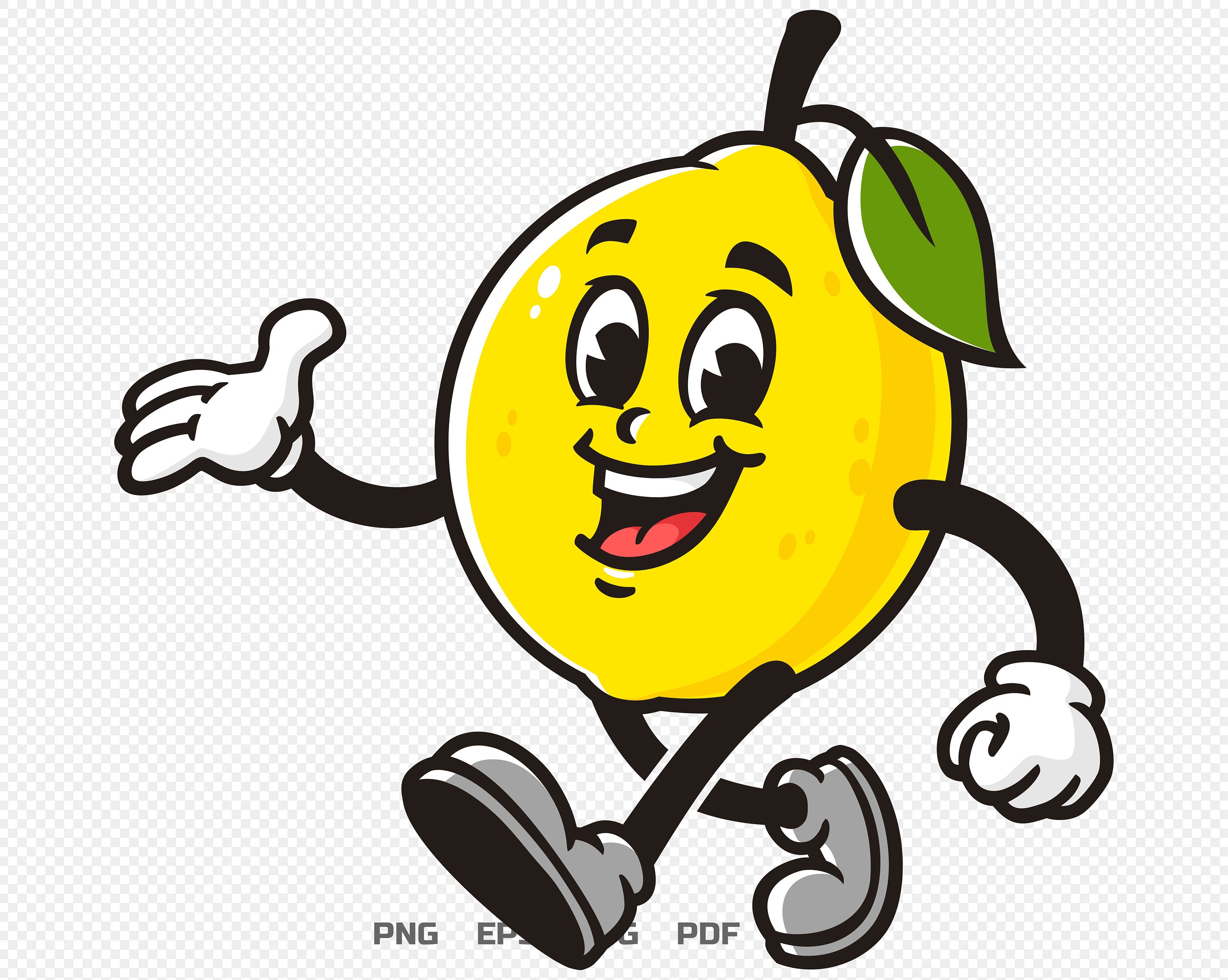 Walking Lemon Cartoon Mascot Illustration Design Character Vector - Etsy