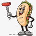 Sub Sandwich is Holding a Sausage, Sub Sandwich Cartoon Mascot ...