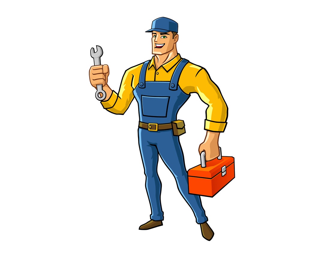 Handyman Superhero Cartoon Mascot Illustration Design - Etsy
