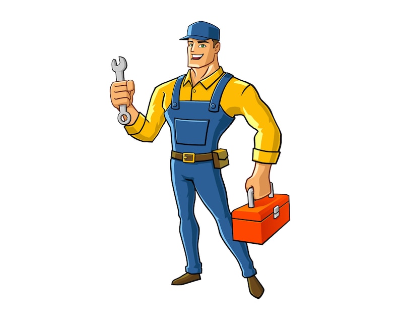 Handyman Superhero Cartoon Mascot Illustration Design - Etsy