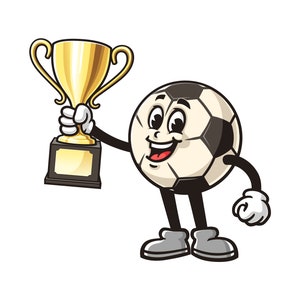 Football Soccer is Holding the Trophy, Cartoon Mascot Illustration ...