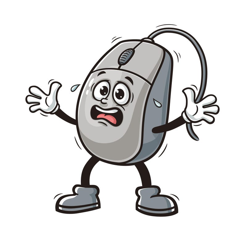 Panic Computer Mouse Cartoon Mascot Illustration Character Vector Clip ...