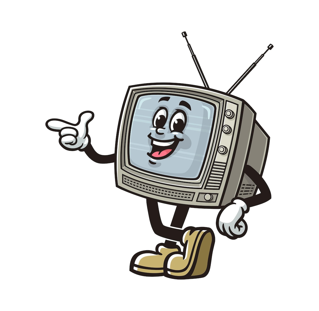 Old Television Cartoon Mascot Illustration Character Vector Clip-art ...