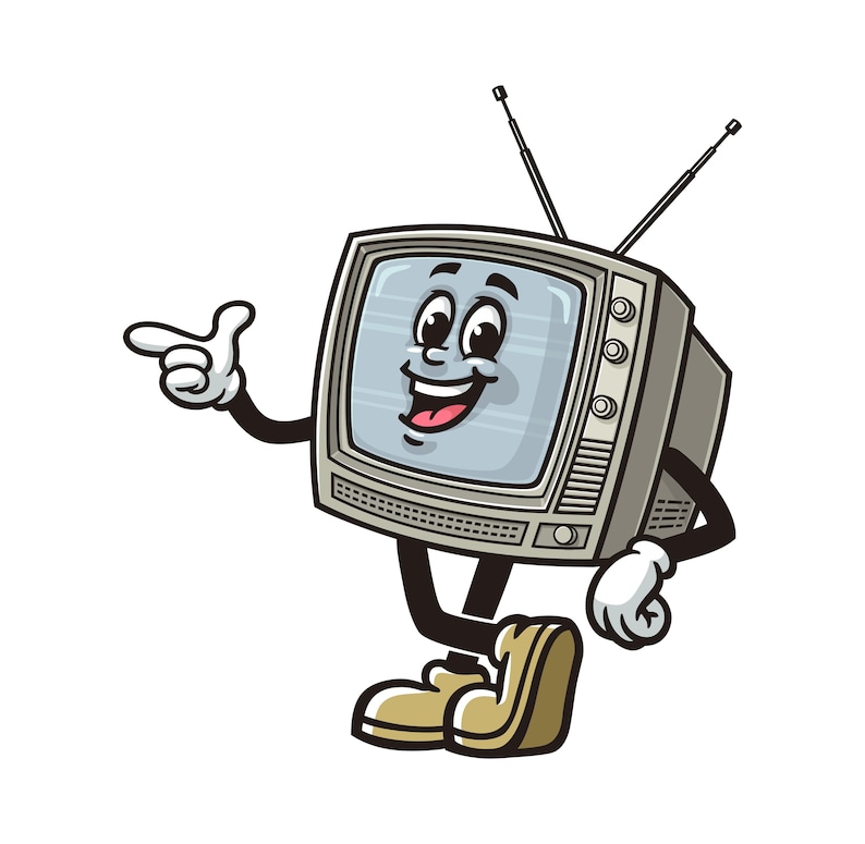 Old Television Cartoon Mascot Illustration Character Vector Clip-art ...