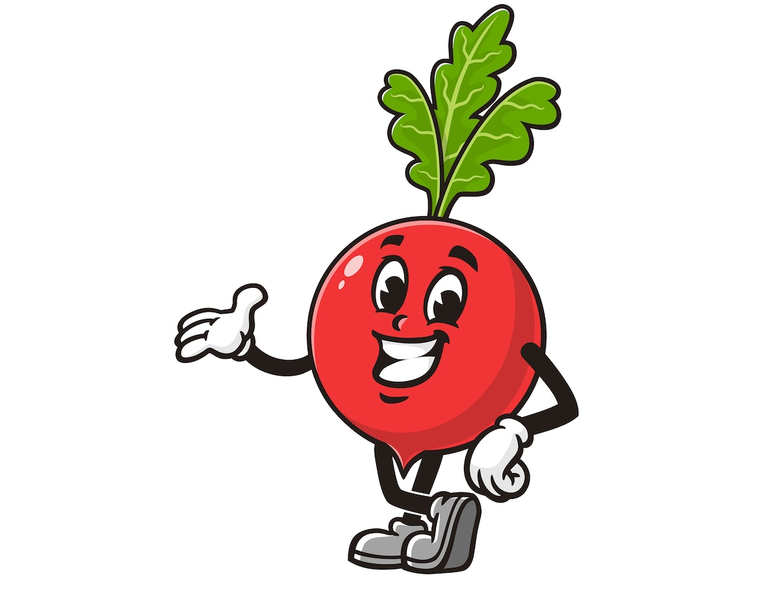 Red Radish Cartoon Mascot Illustration Design Character Vector - Etsy
