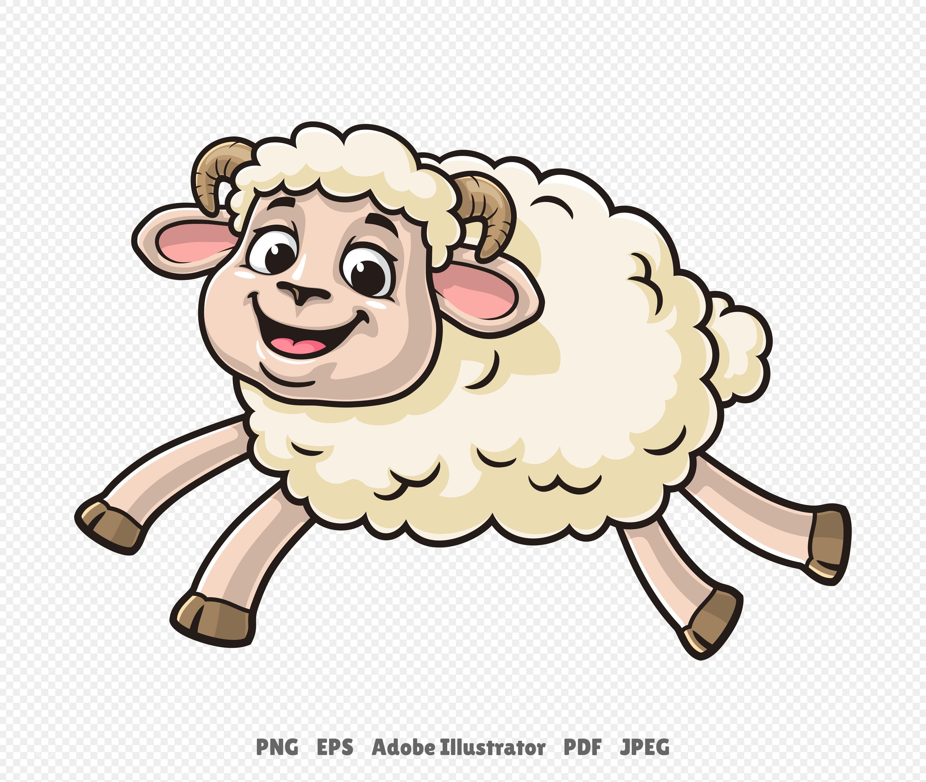 Sheep Jumping, Sheep Cartoon Mascot Illustration Character Vector Clip ...